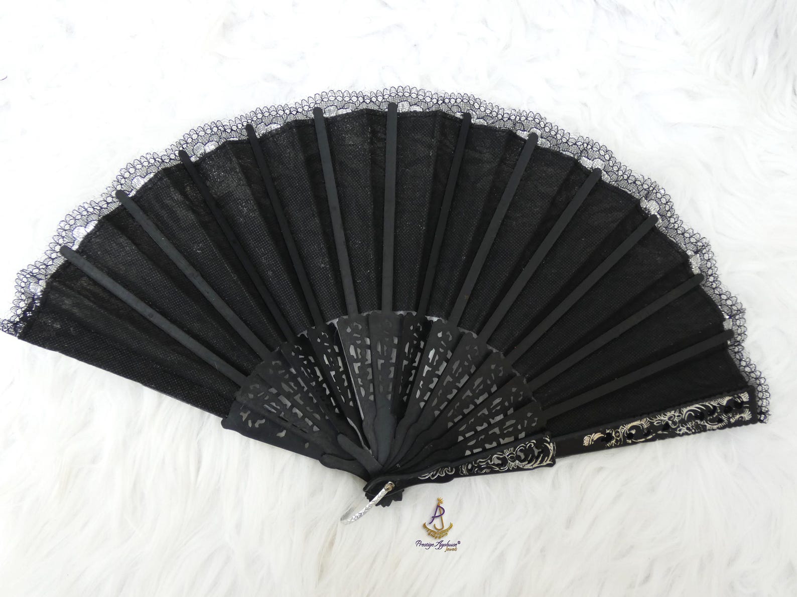 Black Lace Hand Fan | Elegant Bridal Fan | Vintage Style Folding Fan ...