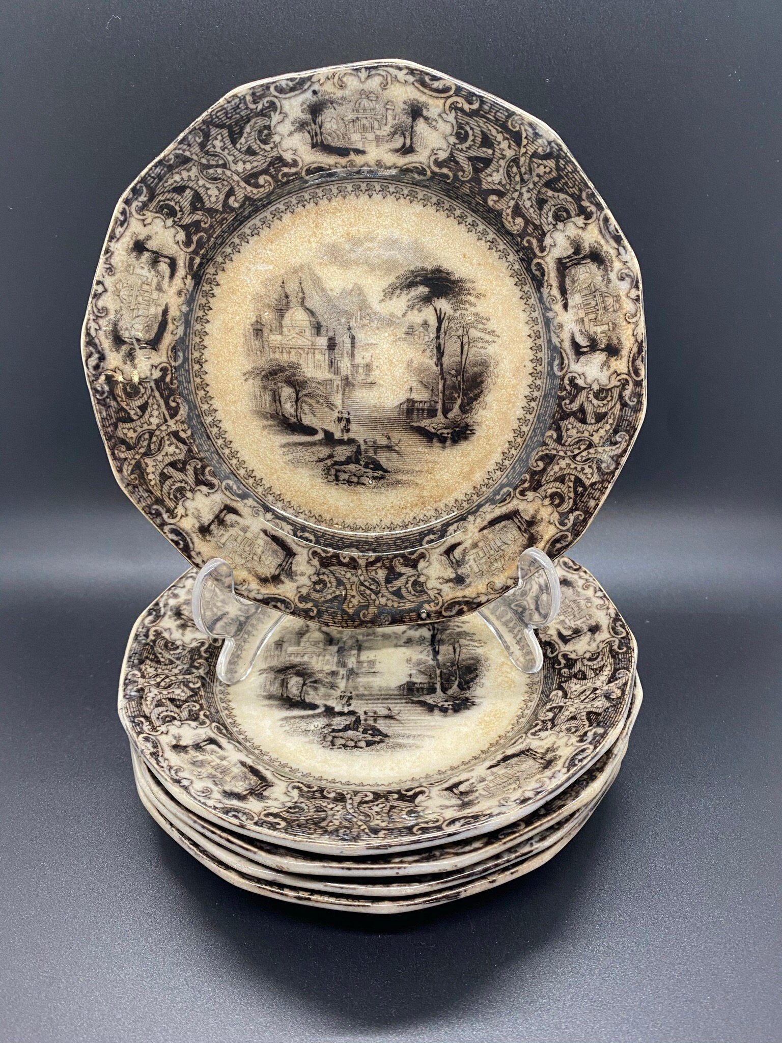Antique 1800's Hill Pottery Sam Alcock "loretta" Bread Plates - Etsy