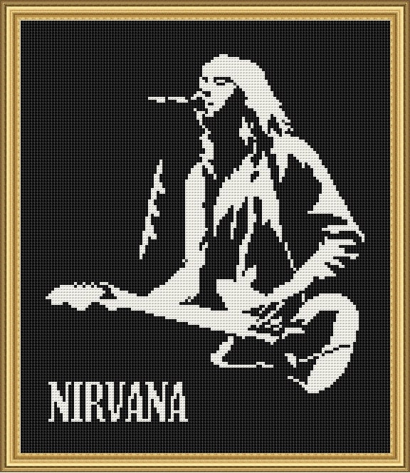 Cross Stitch Pattern Nirvana Kurt Silhouette PDF Chart - Etsy