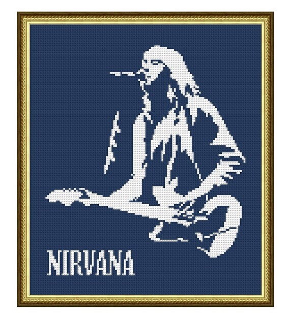 Cross Stitch Pattern Nirvana Kurt Silhouette PDF Chart | Etsy