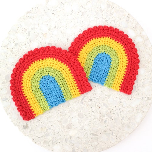 Rainbow Coaster PATTERN Crochet Rainbow Coaster Crochet - Etsy