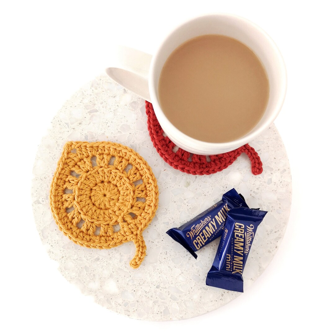 Crochet Leaf Coaster PATTERN, Leaf Coasters, Fall Leaves Crochet ...