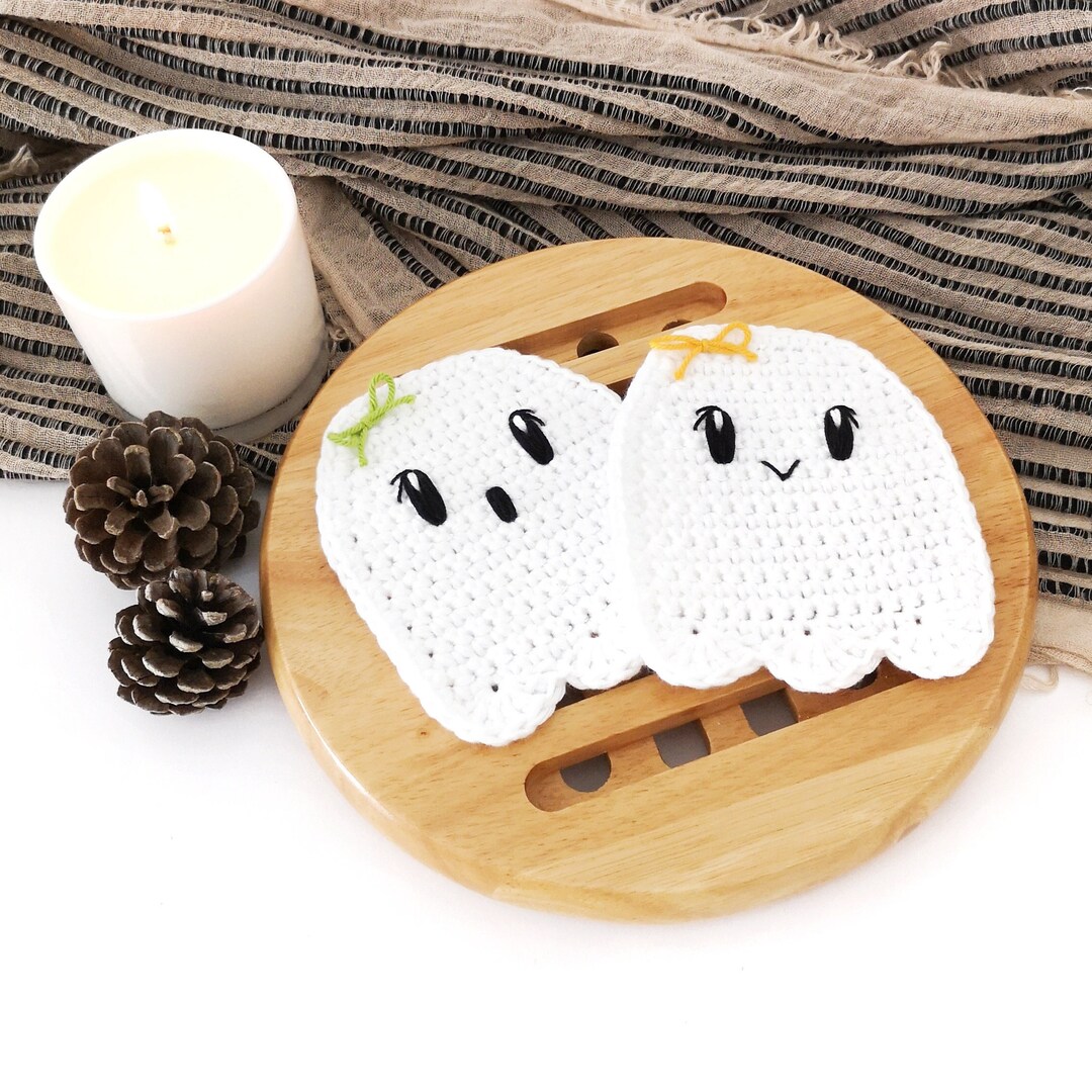 Ghost Coaster Crochet PATTERN, Crochet Halloween Coasters, Crochet ...