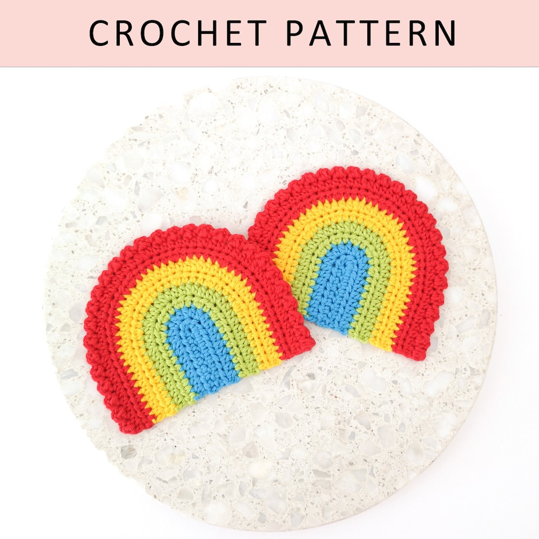 Rainbow Coaster PATTERN, Crochet Rainbow Coaster, Crochet Coaster ...