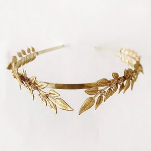Mini Tiara Gold, Bridal Tiara, Wedding Headpiece Leaves, Simple Laurel ...