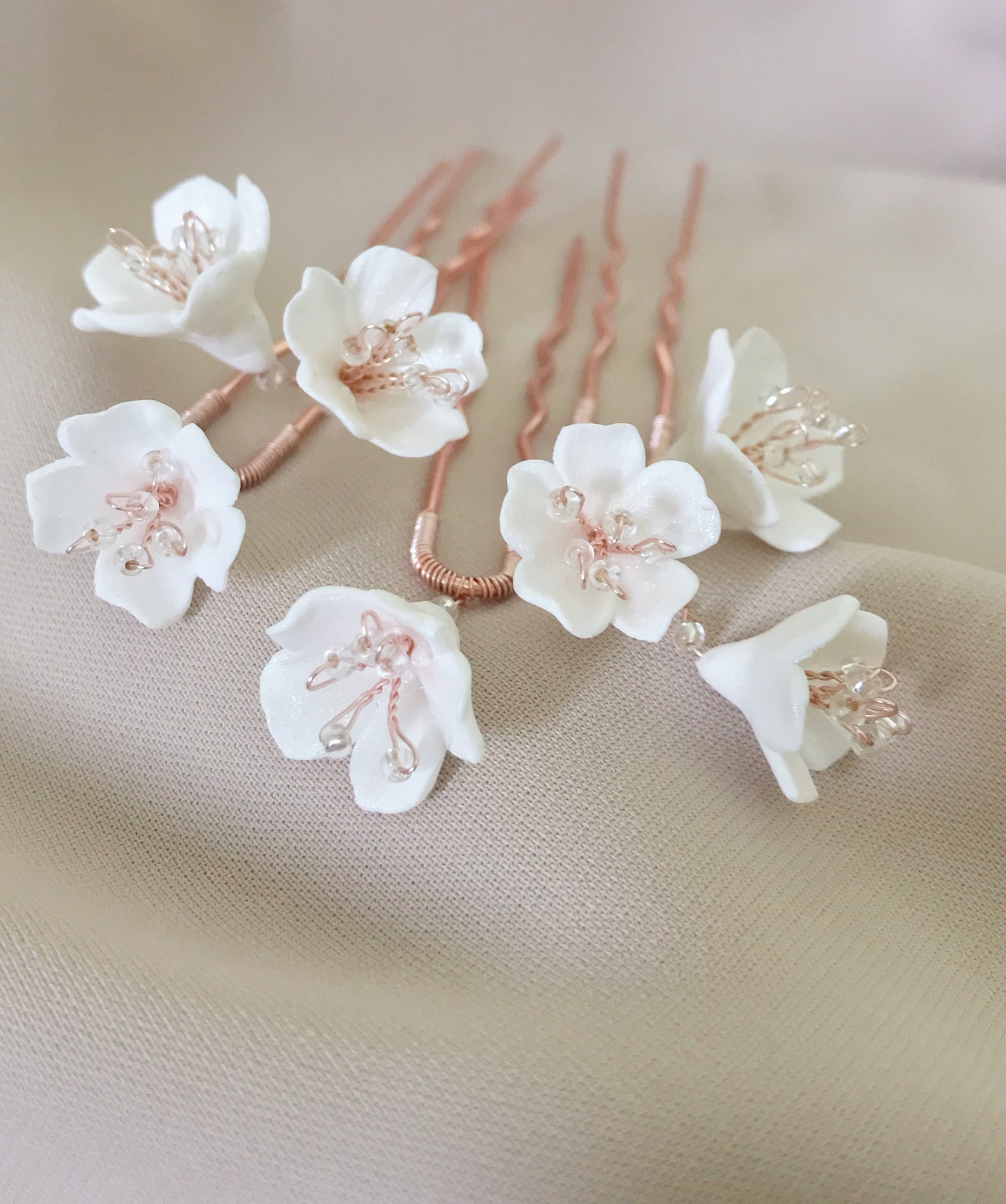 Bridal Hair Pins Small White Flower Wedding Hair Piece Silver - Etsy