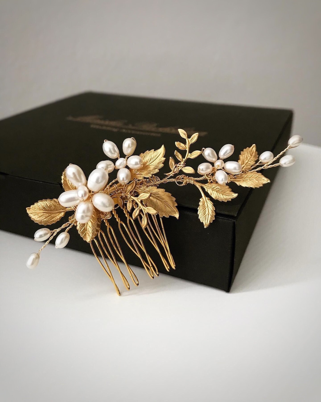 Side Bridal Hair Comb Gold Pearl Boho Wedding Headpiece Simple Hair ...