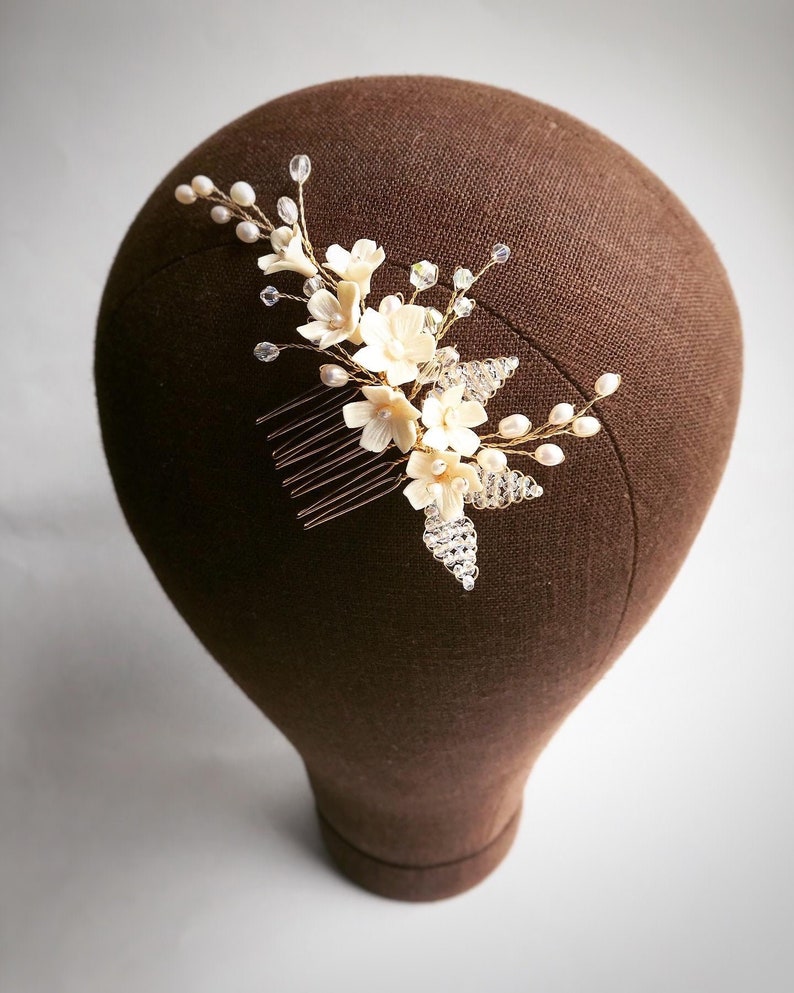 Wedding Hair Comb Gold Floral Headpiece for Bride Hair | Etsy