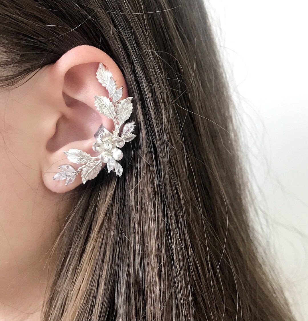 Olive Leaf Ear Cuff Ear Climber • Grecian Jewelry • Boho Huggie • Boho Ear Cuff • Bridal ...