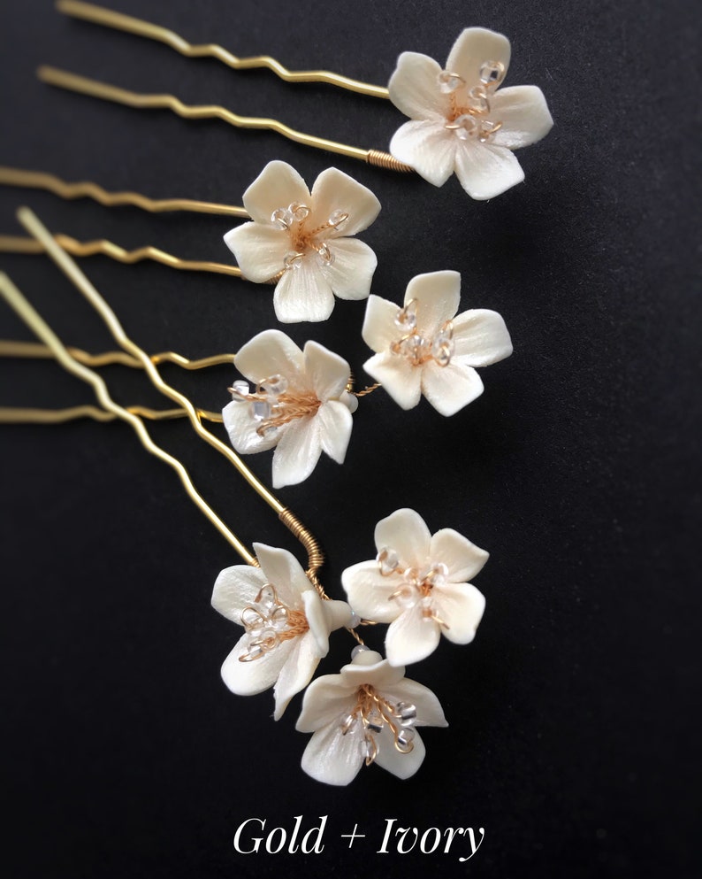 Bridal Hair Pins Small White Flower Wedding Hair Piece Silver ...