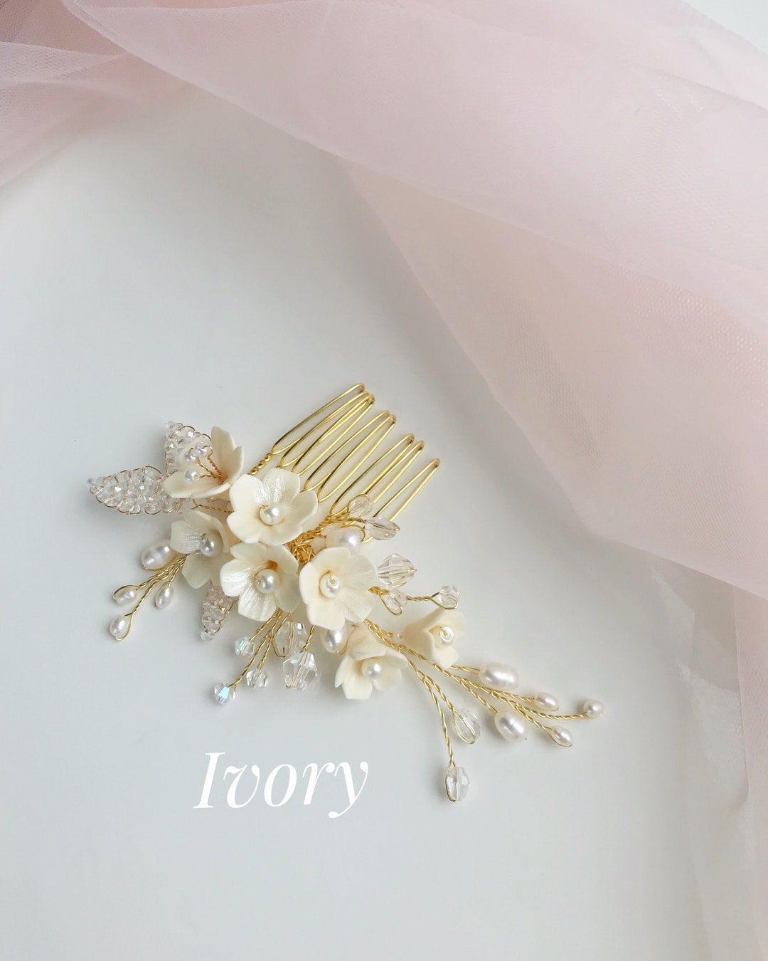 Wedding Hair Comb Gold Floral Headpiece for Bride Hair - Etsy