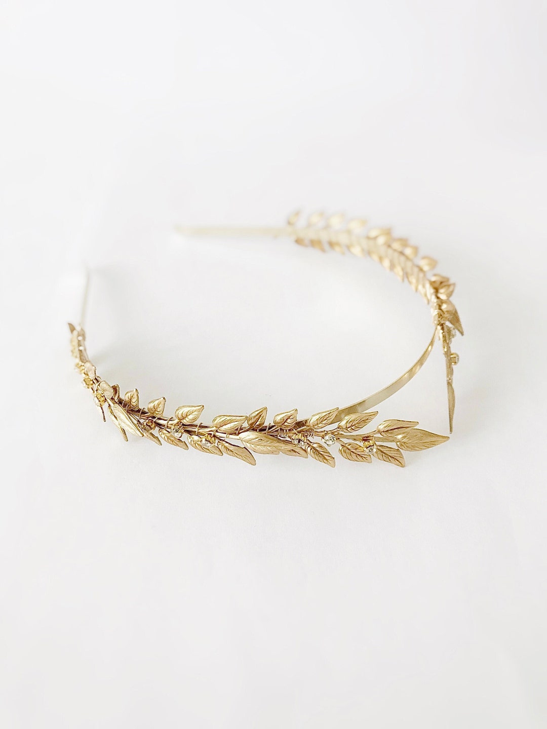 Mini Tiara Gold, Bridal Tiara, Wedding Headpiece Leaves, Simple Laurel ...