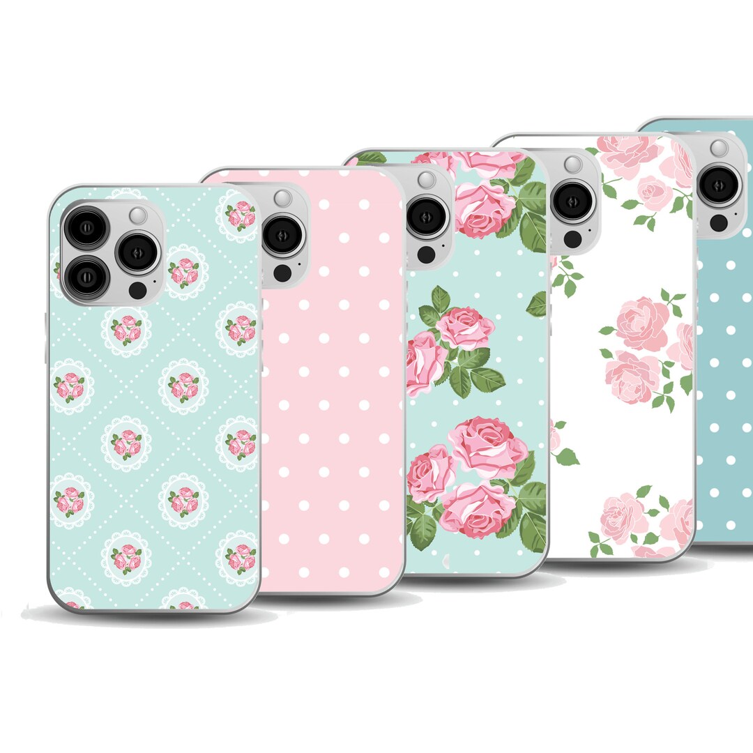 Shabby Chic Floral Phone Case – Vintage Roses & Polka Dots - Etsy UK