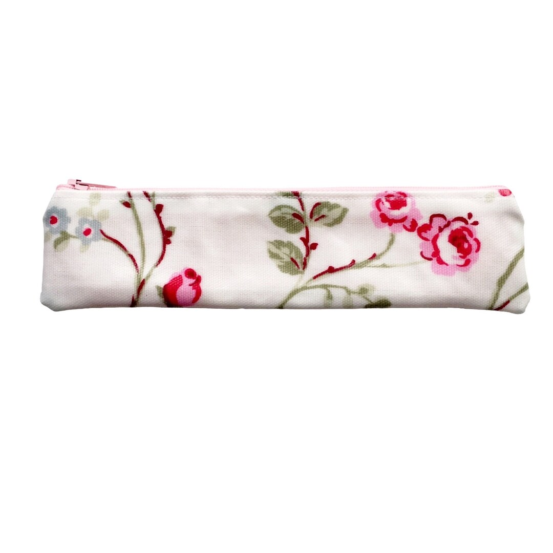Slim Oilcloth Pencil Case - Floral Pencil Case / Shabby Chic Small ...