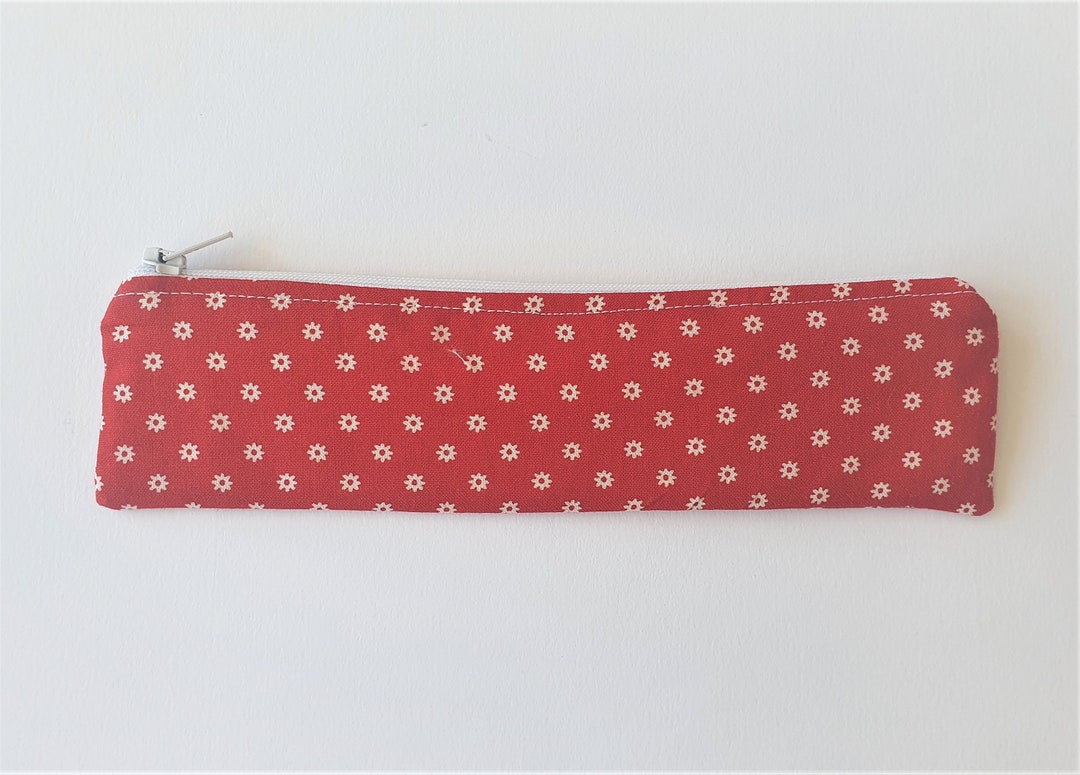 Red Floral Pencil Case / Small Pencil Case / Slim Pencil Case/ - Etsy