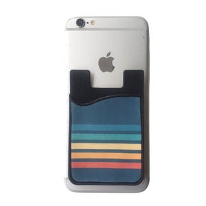 Colourful Striped Stick-on Phone Card Holder | Adhesive Card Wallet ...
