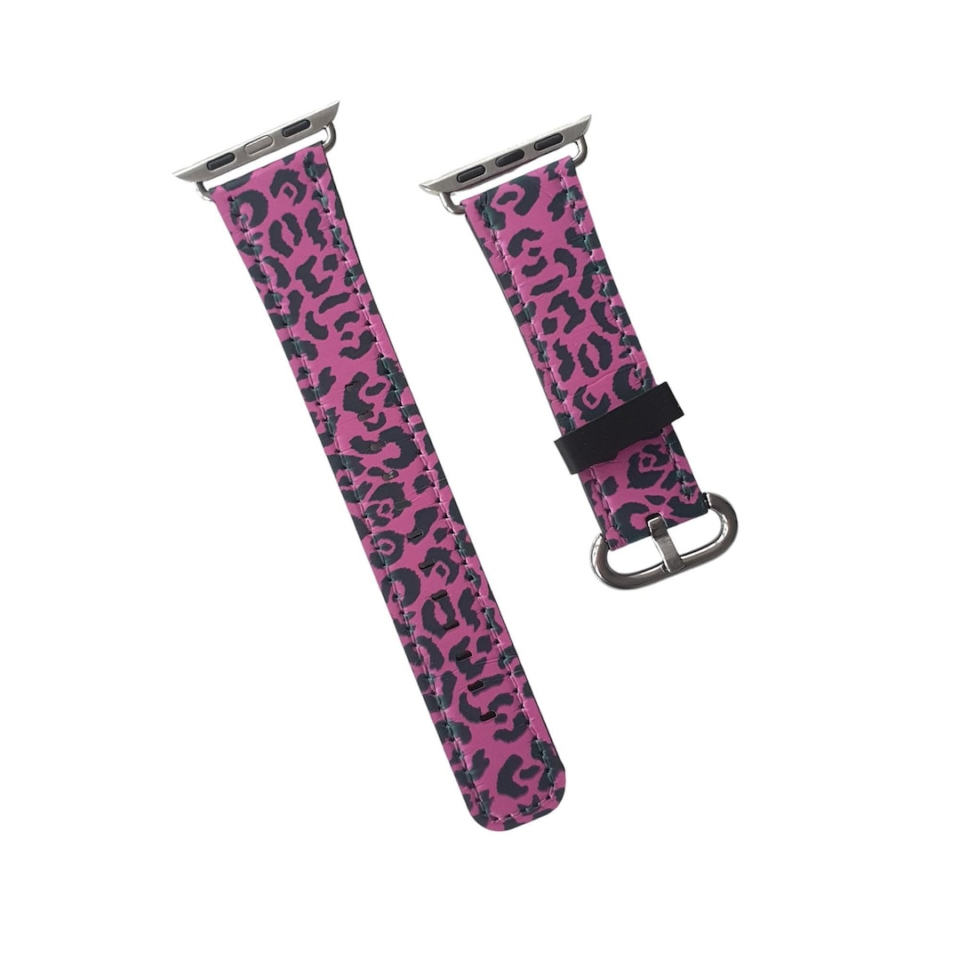 Pink Leopard Print Apple Watch Strap / Vegan Leather Smartwatch Band - Etsy