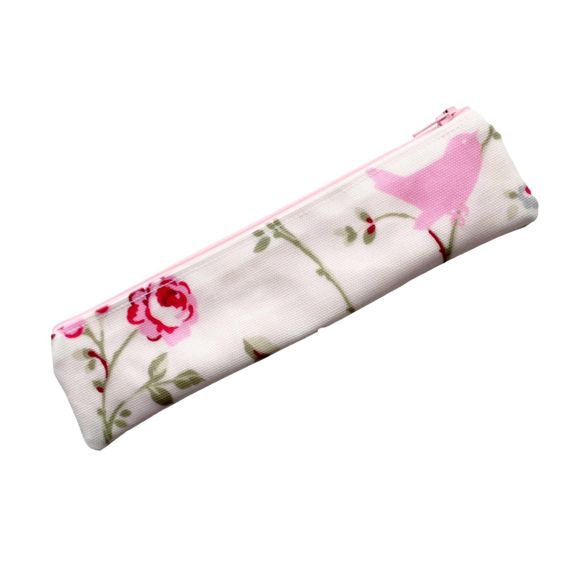 Slim Oilcloth Pencil Case - Floral Pencil Case / Shabby Chic Small ...
