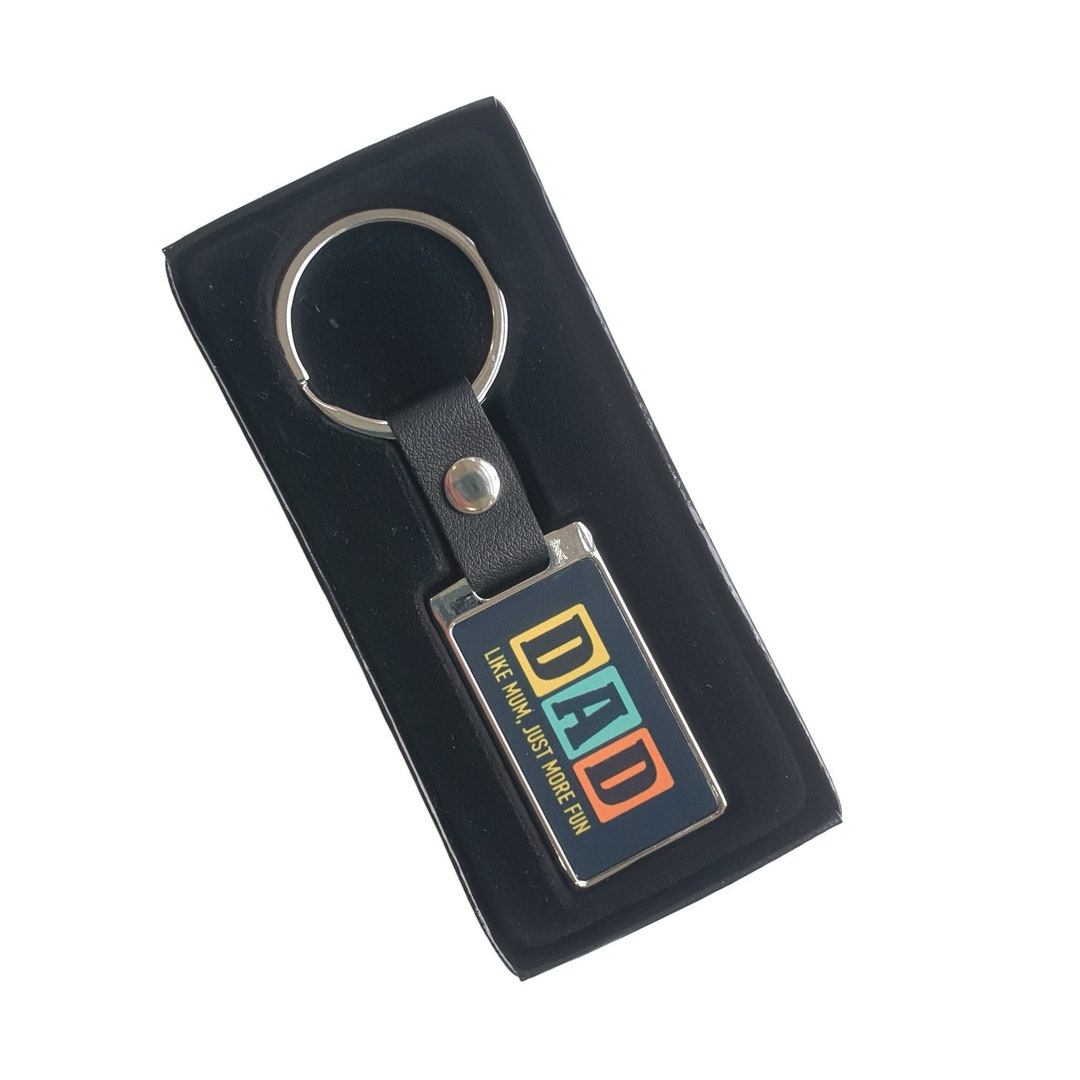 Unique Silver Keyring for Dads: 'dad. Like Mum, Just More Fun' Humorous ...