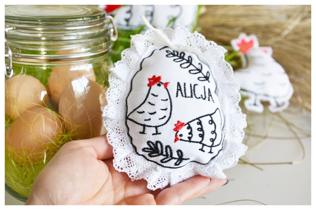 Easter Egg Tags Easter Basket Tags Embroidered Easter Decoration ...