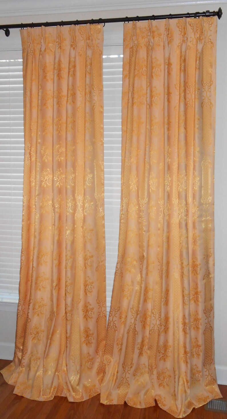 Designer Drapes Yellow Gold on Golden White Tones Floral & - Etsy