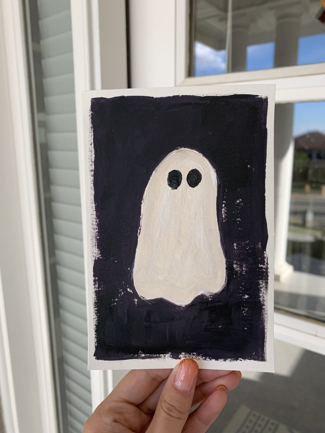 Ghost Painting Halloween Artwork Acrylic Painting Halloween - Etsy