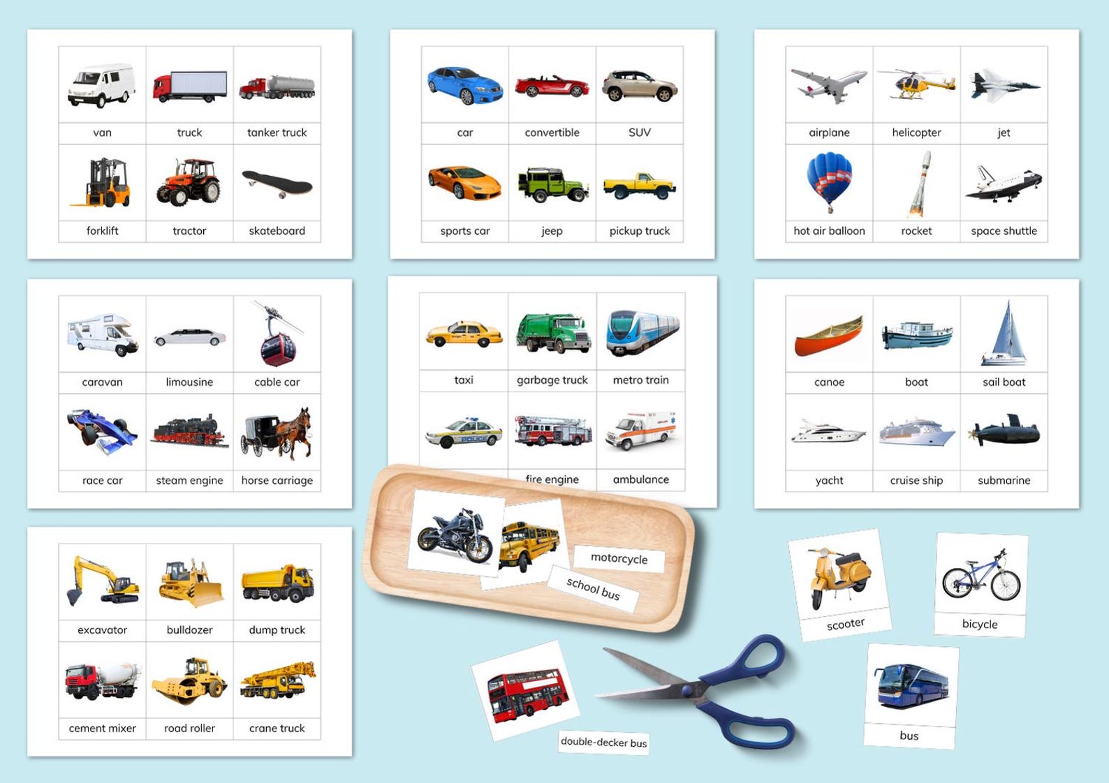 Vehicles 3-part Cards - Etsy