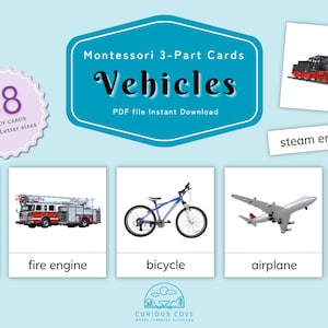 Vehicles 3-part Cards - Etsy