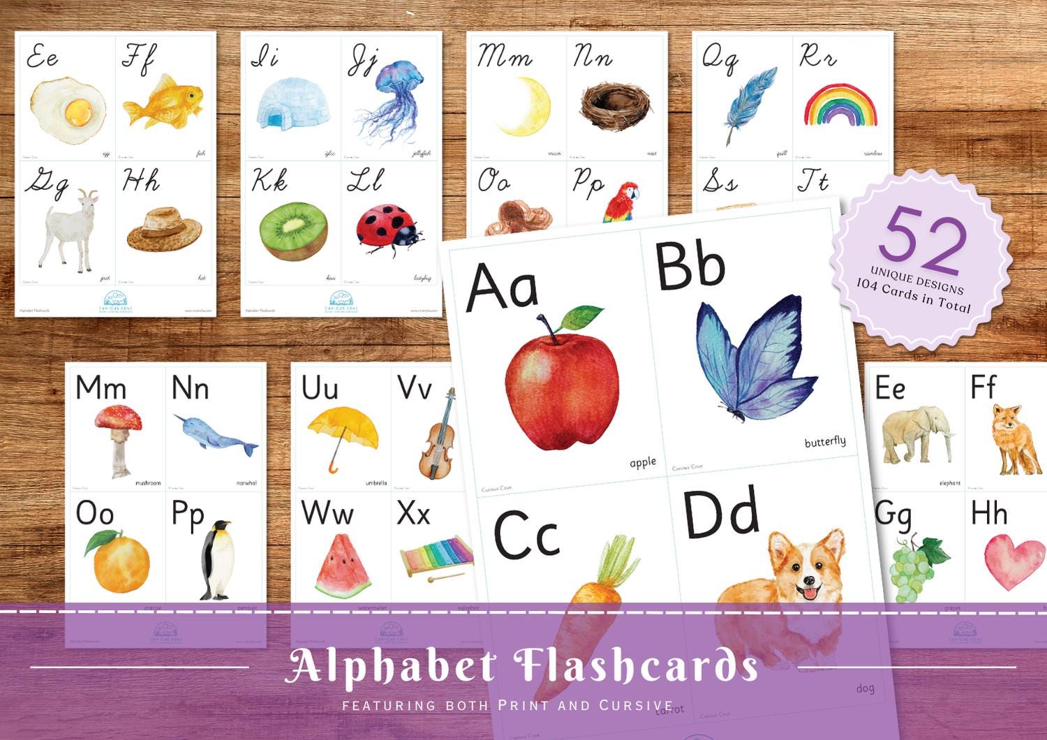 Print and Cursive Alphabet Flashcards - Etsy