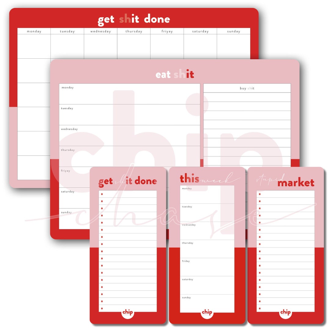SET OF 5 Potty Mouth Planners Magnetic Monthly Calendar, Meal Planner ...