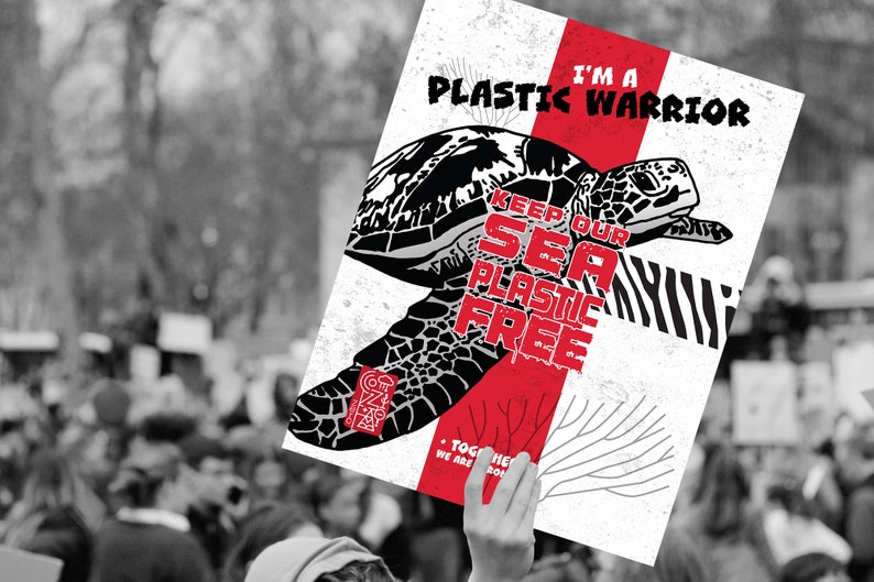 Plastic Pollution Protest Poster Digital DOWNLOAD Endangered Turtle ...