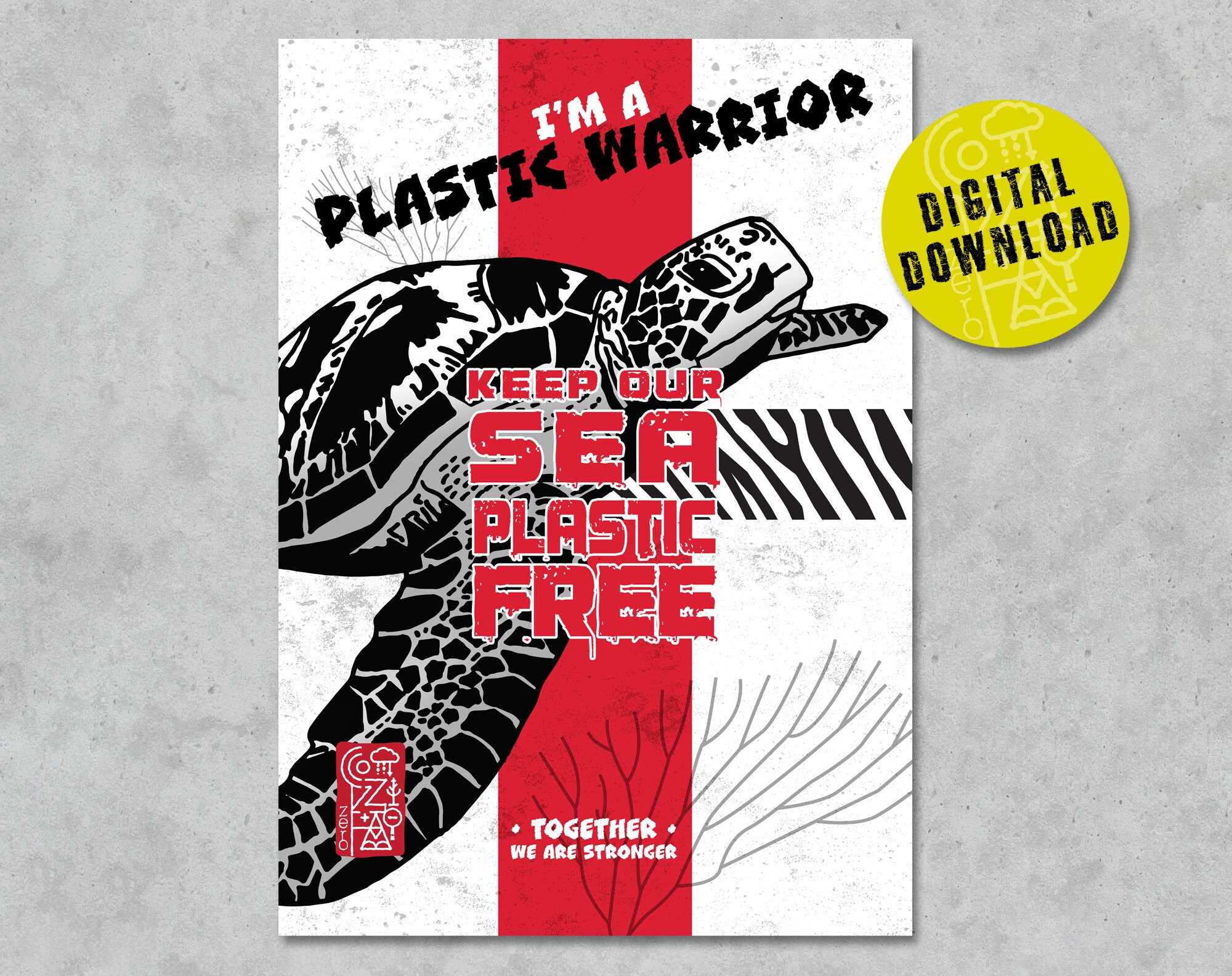 Plastic Pollution Protest Poster Digital DOWNLOAD Endangered Turtle ...