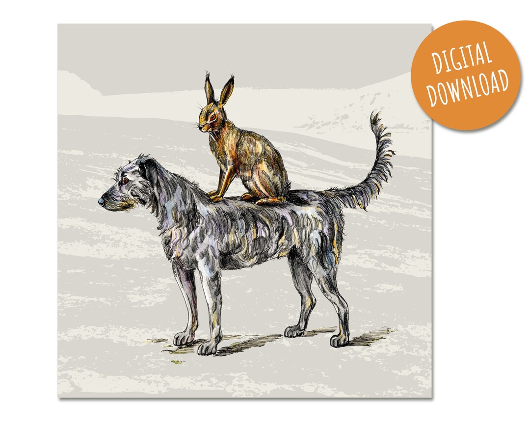 Hare and Hound Art Print, Digital Download, the Unexpected Companions ...