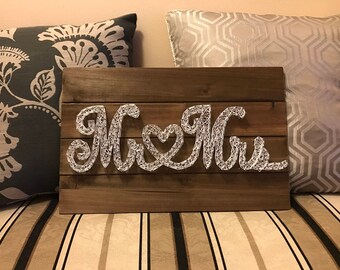 Distressed mr & Mrs String Art, Wall Art, Wedding Gift, Wedding Decor ...