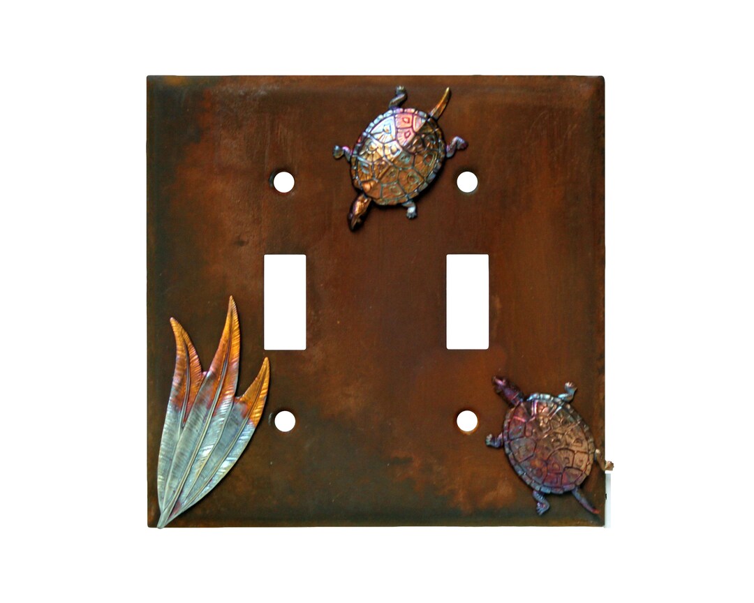Hand Painted Rusted Metal Light Switch Plate Cover W/ Fire Treated ...
