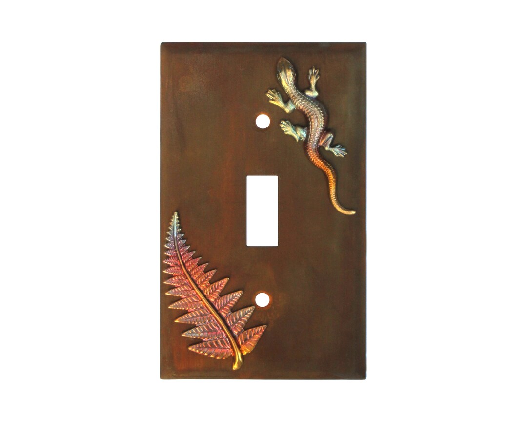 Hand Painted Rusted Metal Light Switch Plate Cover W/ Fire Treated ...