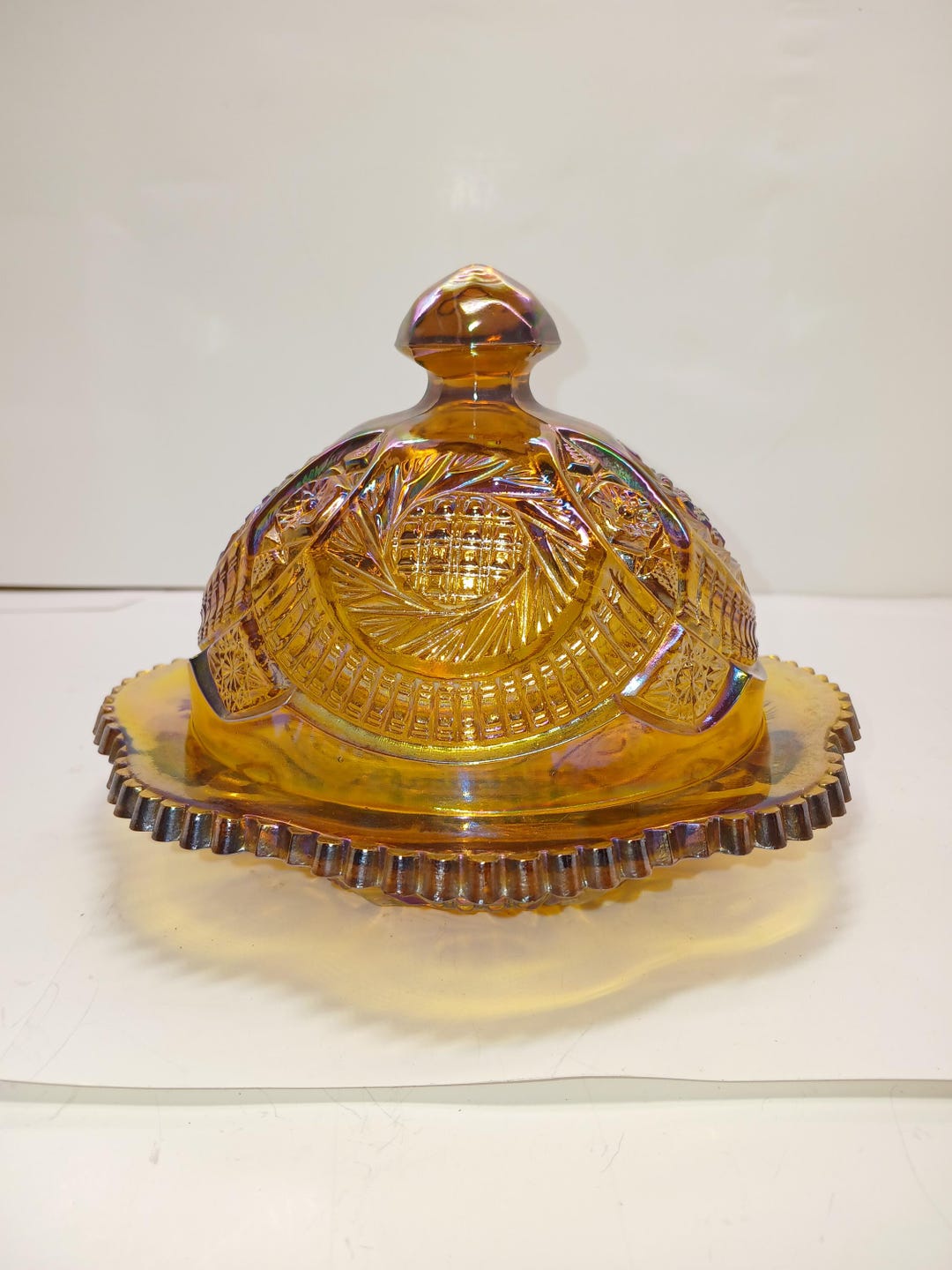 Carnival Glass Pinwheel Domed Butter Dish - Etsy