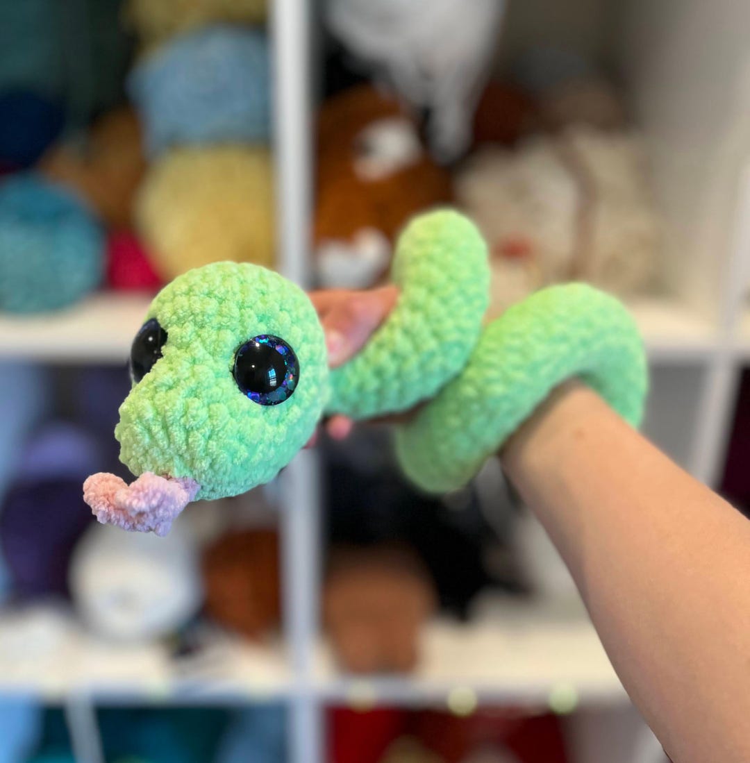 READY TO SHIP Crochet Self Curling Snake Plushie Handmade Birthday Gift ...