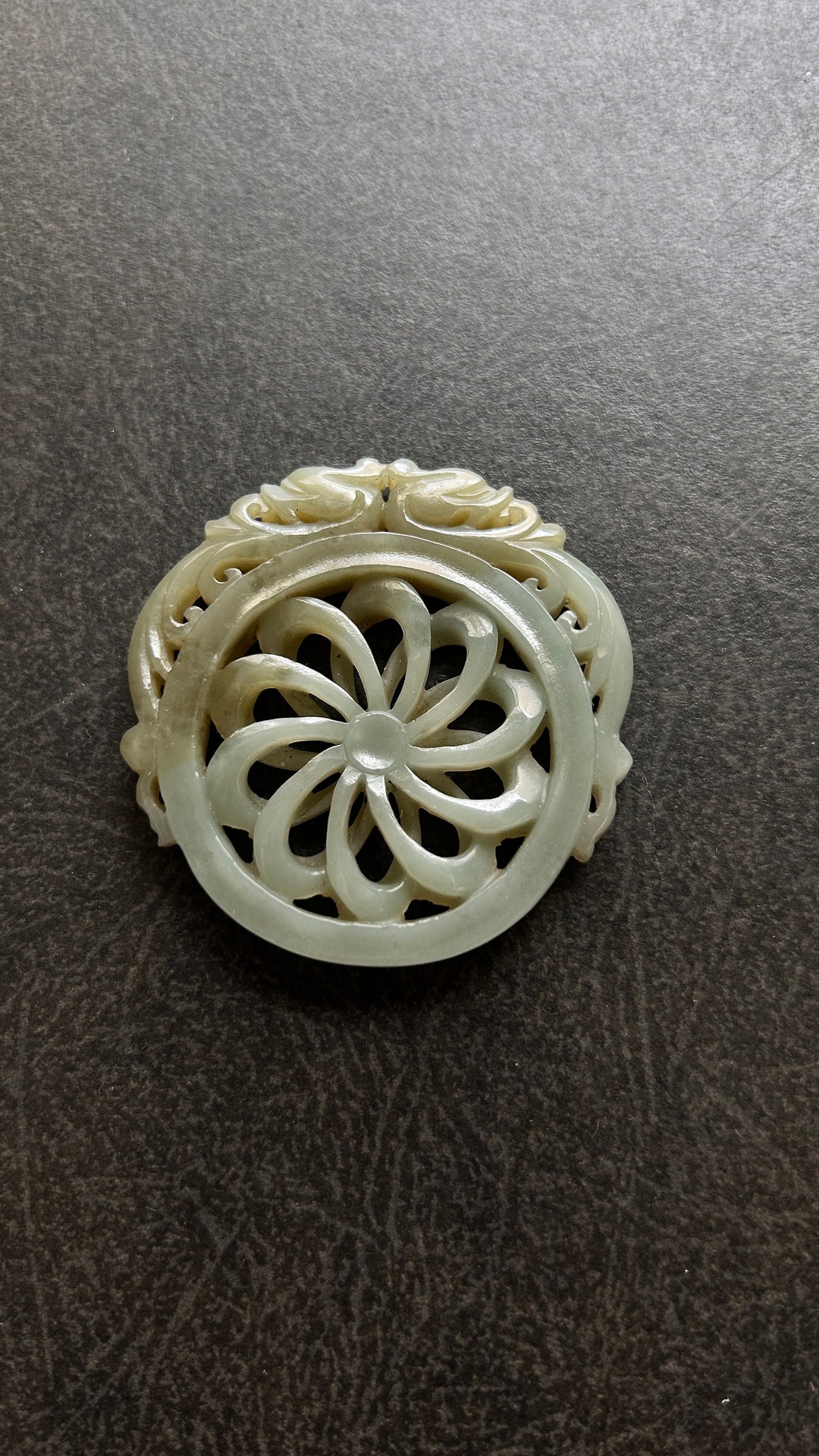 Antique Genuine Nephrite Jade Hollow Carved Flower Pattern Pendant - Etsy