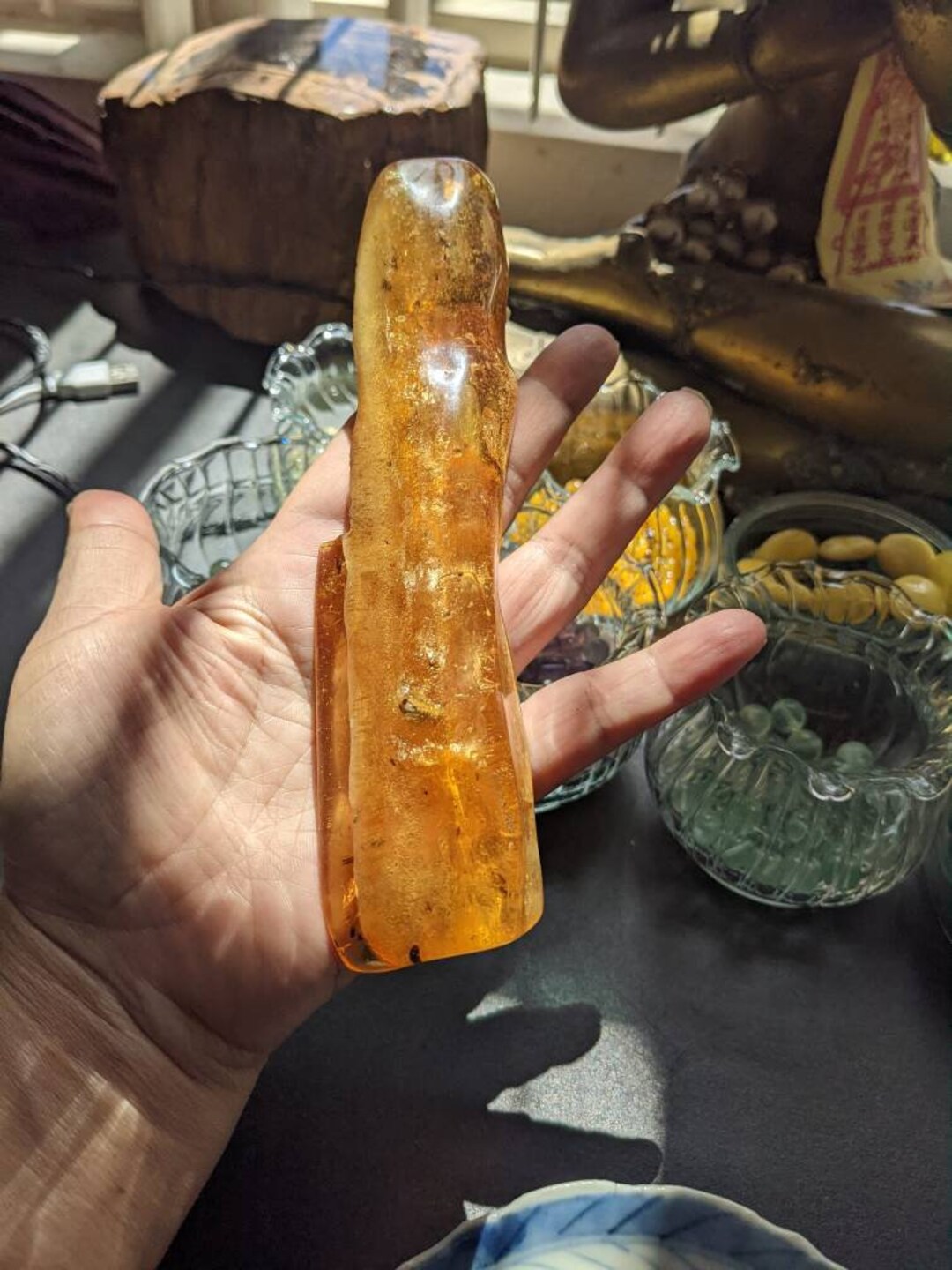 A Big Piece of Transparent Natural Copal Honey Brown Color With Insects ...