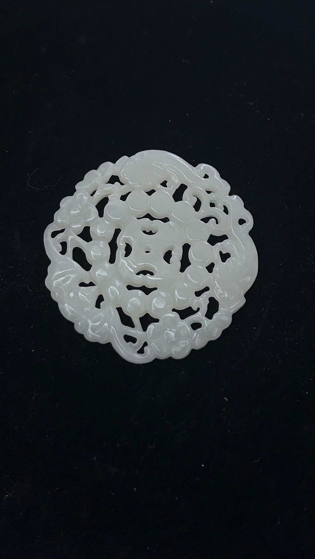 Antique Genuine Nephrite Jade Hollow Carved Flower Pattern Pendant - Etsy