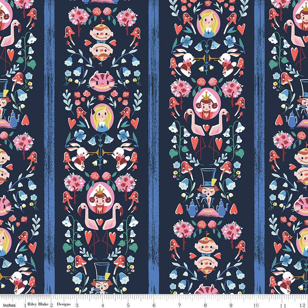 Down the Rabbit Hole, Mad Stripe in Navy, C12942-navy, by Jill Howarth ...