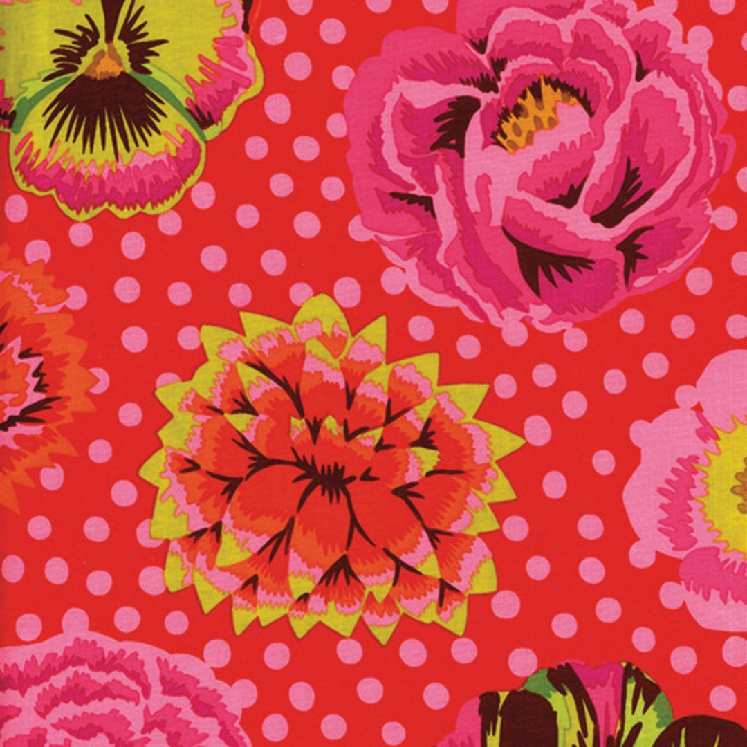 Kaffe Fassett, Big Blooms, in Red, for Freespirit Fabrics, Sold by the ...