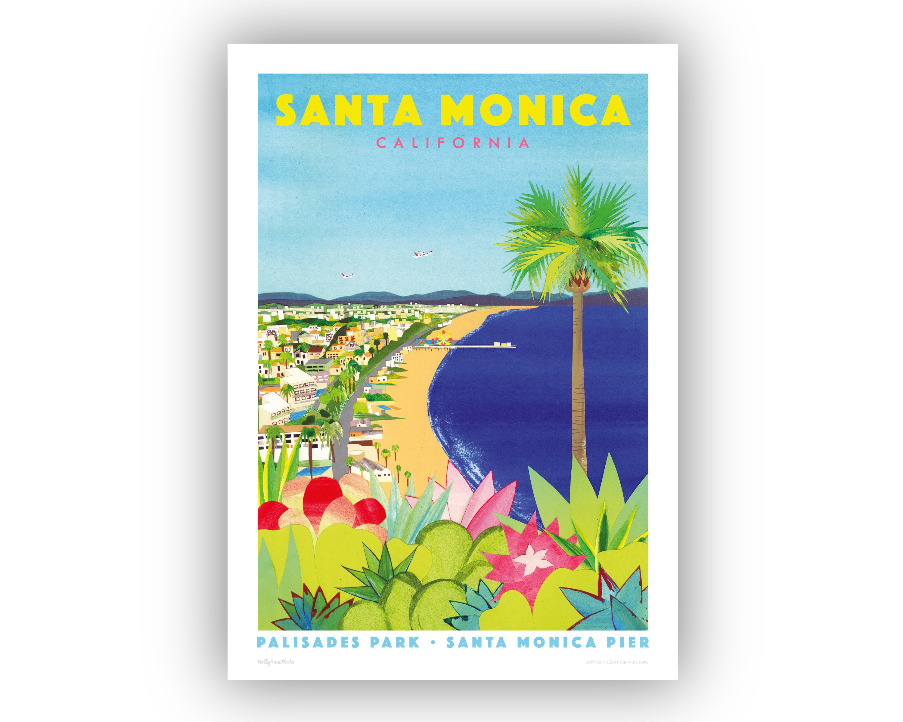 SANTA MONICA PRINT A3. United States Print Santa Monica Pier | Etsy