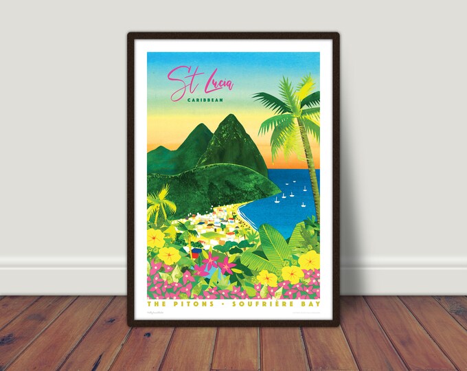 St Lucia Caribbean Print A3 - Etsy