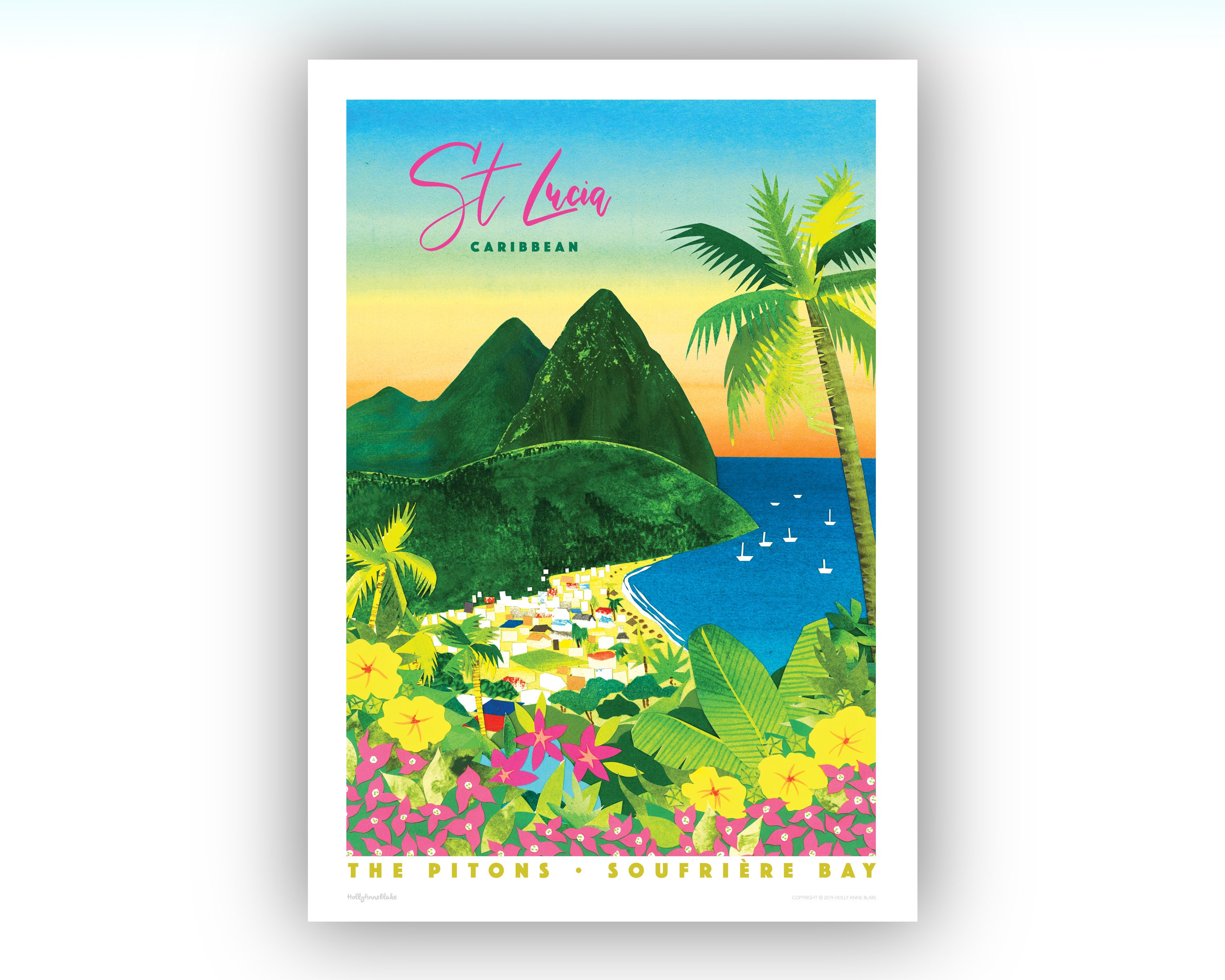 St Lucia Caribbean Print A3 | Etsy