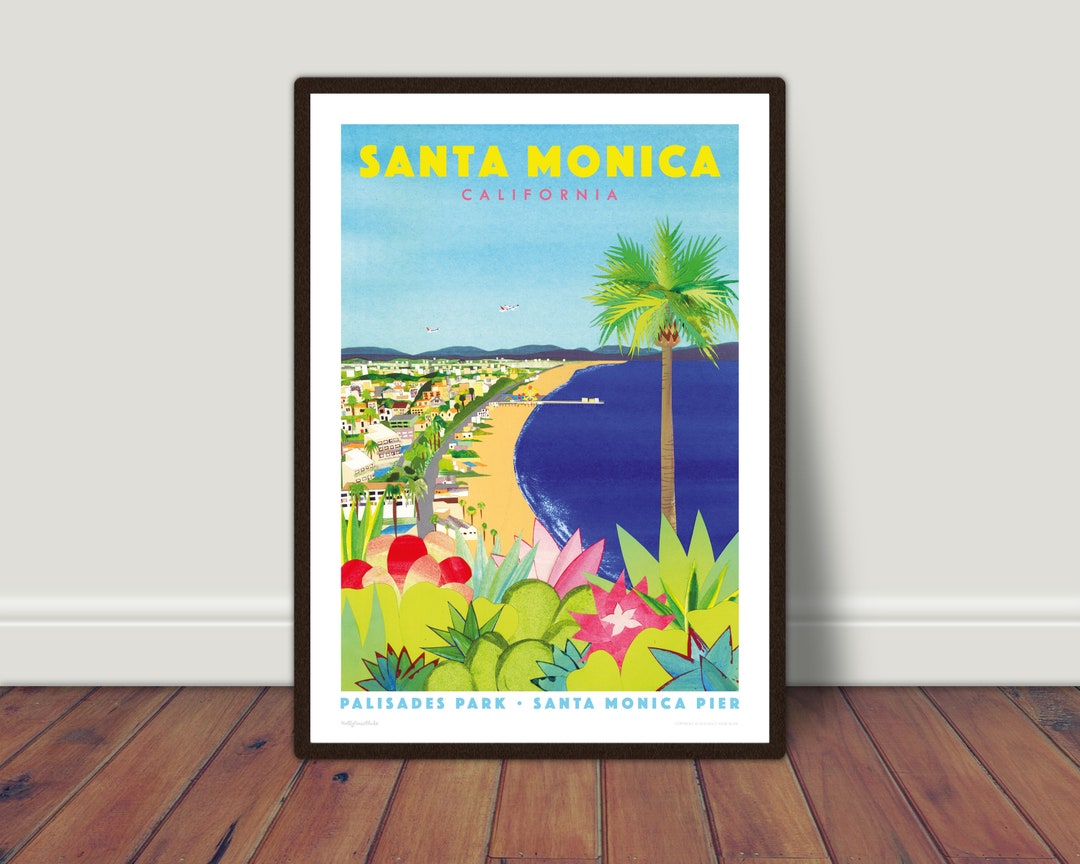 SANTA MONICA PRINT A5 or A4. United States Print Santa Monica Pier and ...