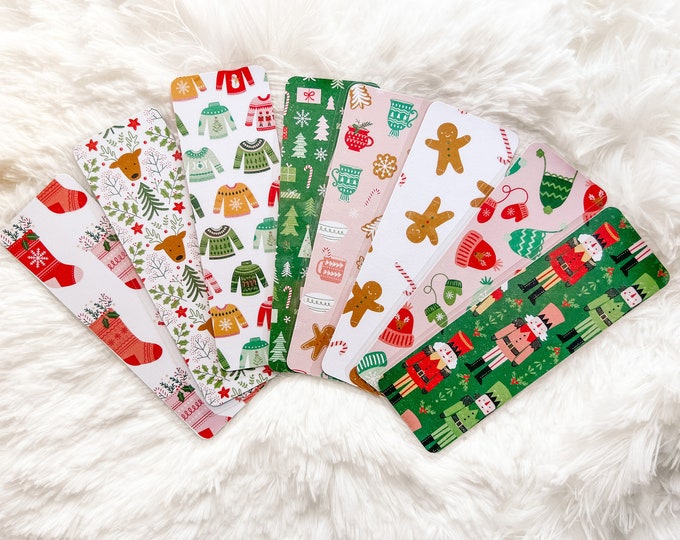 Winter Floral Bookmarks Set of Four, Christmas Bookmark Pack, Holiday ...