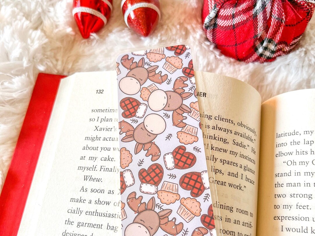 Buffalo Plaid Christmas Moose With Christmas Light Bookmark Christmas ...