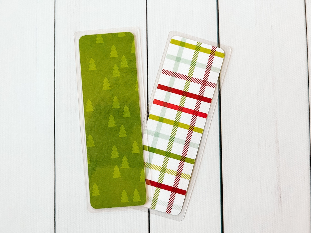 Christmas Trees & Plaid Bookmark Christmas Bookmark Winter Bookmark ...